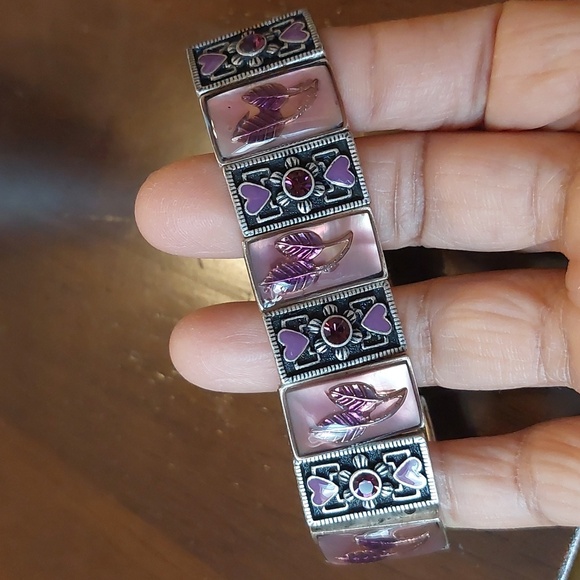 Vintage | Jewelry | Vintage Mixed Media Panel Stretch Bracelet Mop ...